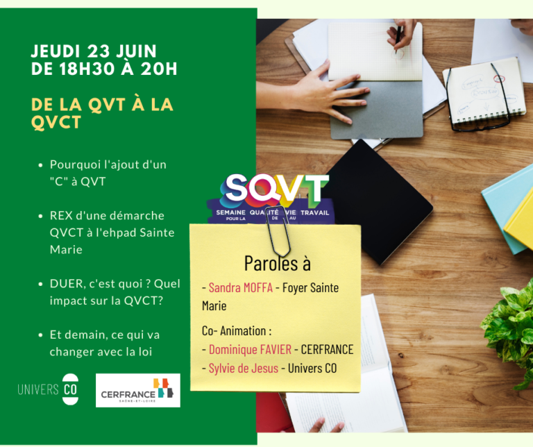 De la QVT à la QVCT de 18h30 à 20h / SQVT | Univers CO